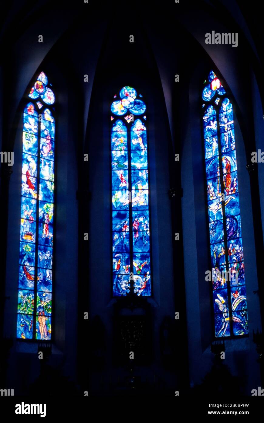 GERMANY, MAINZ, ST. STEPHEN'S CHURCH, MARC CHAGALL WINDOWS Stock Photo ...