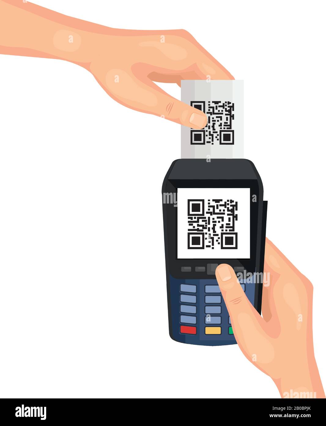 hands using dataphone with scan code qr Stock Vector Image & Art - Alamy