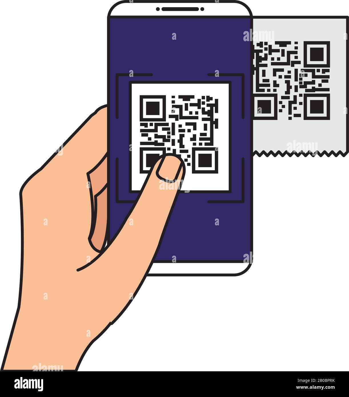 hand using smartphone with scan code qr Stock Vector Image & Art - Alamy