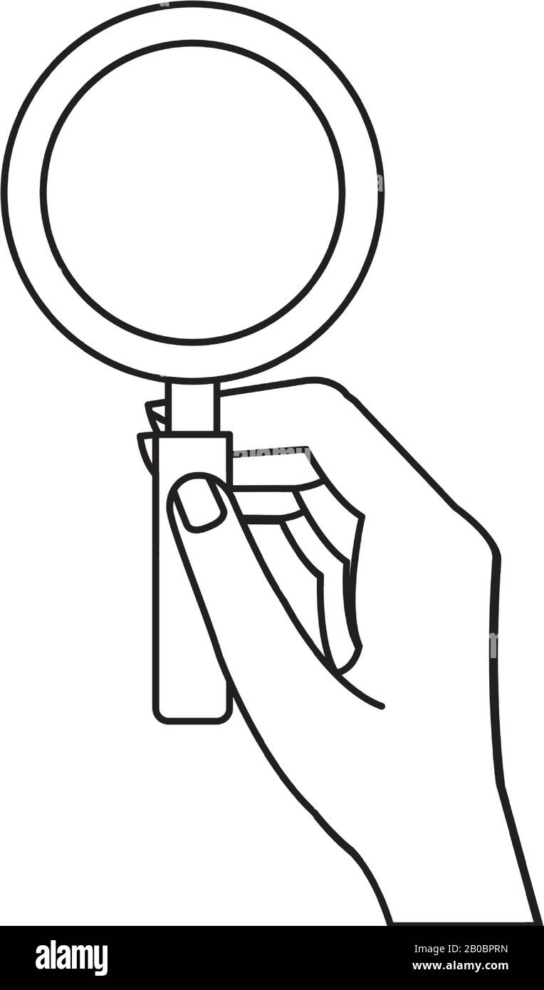hand with magnifying glass instrument isolated icon Stock Vector Image ...