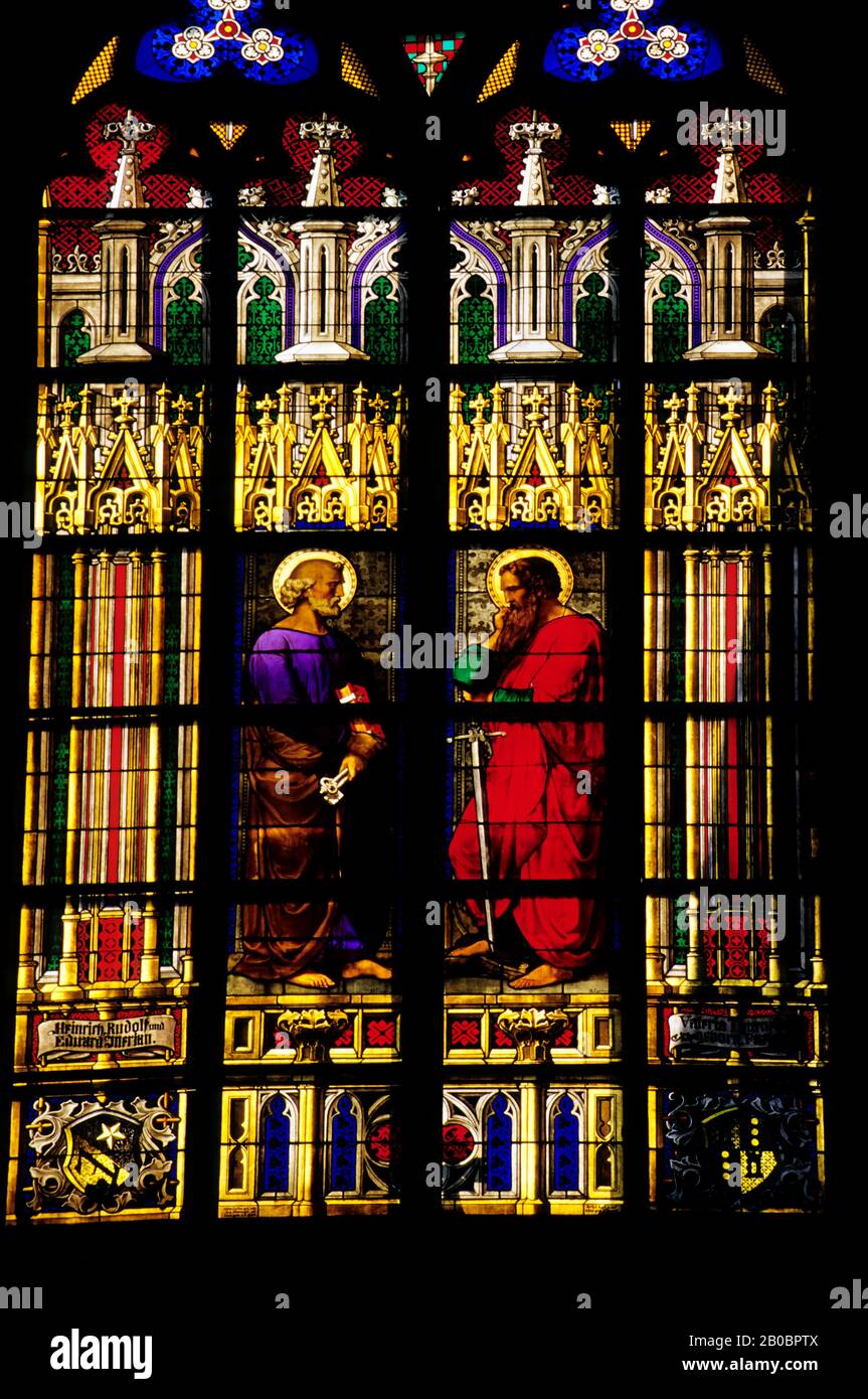 SWITZERLAND, BASEL, CATHEDRAL (MUNSTER), STAINED-GLASS WINDOW Stock ...