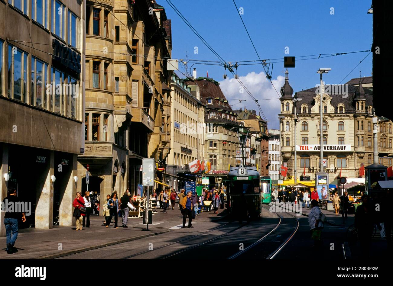 SWITZERLAND, BASEL, STREET SCENE, DOWNTOWN, SHOPPING STREET Stock Photo ...
