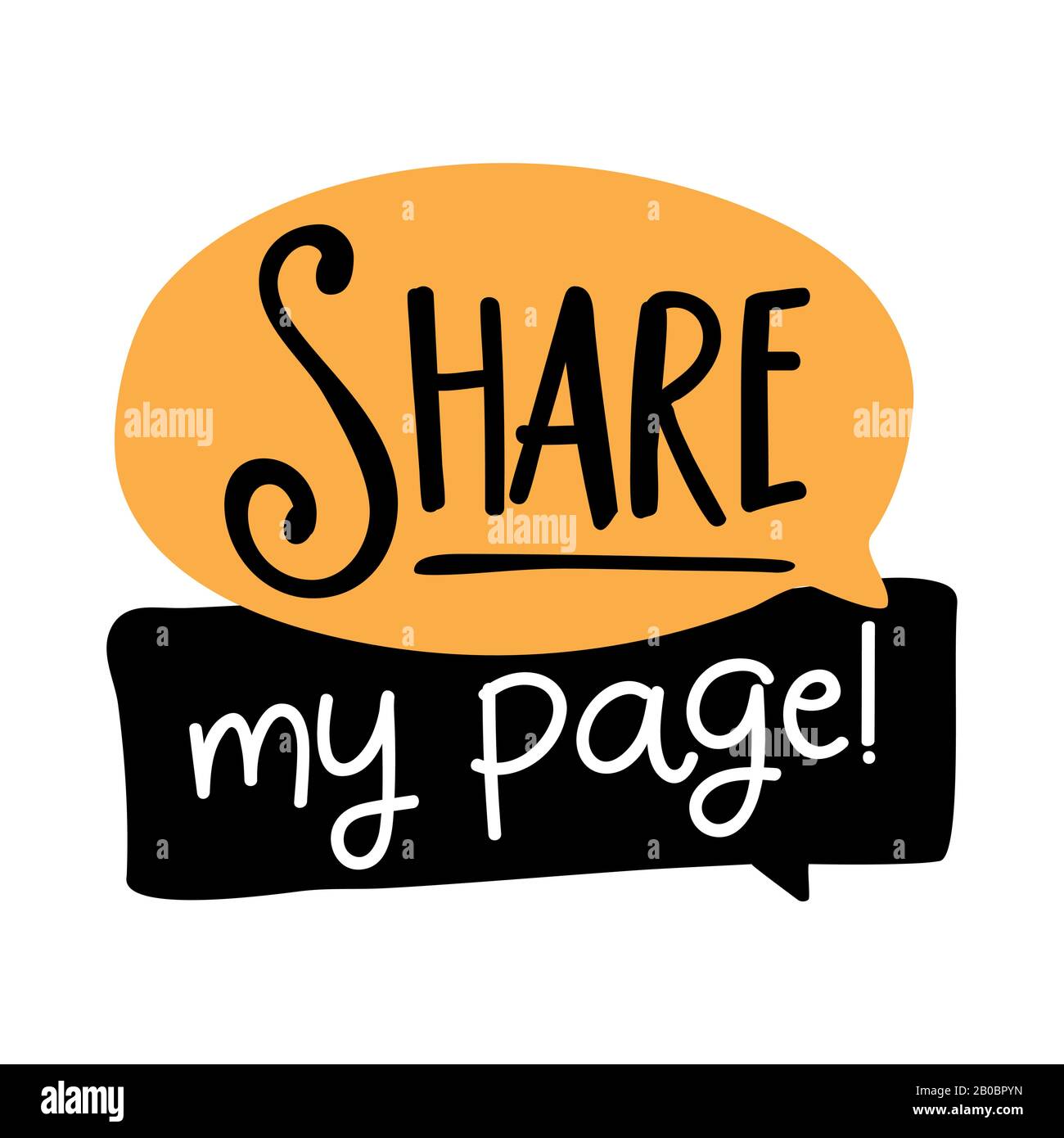 Please share my page - Speech bubble banner with handwritten text ...