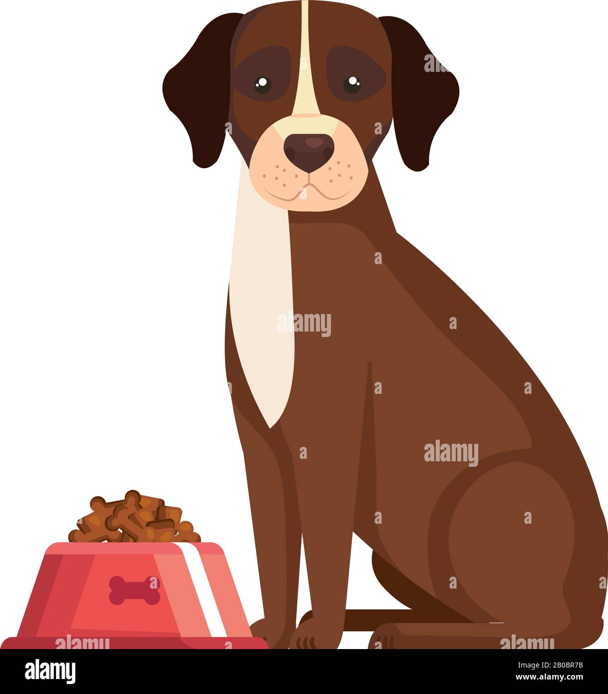 cute dog with dish food isolated icon Stock Vector Image & Art - Alamy