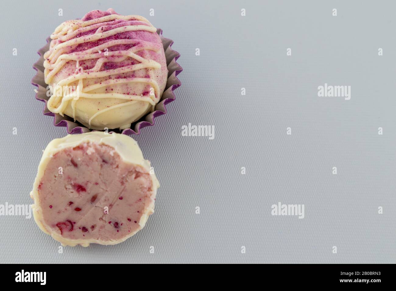 Chocolate candy handmade and homemade on grey background Stock Photo ...