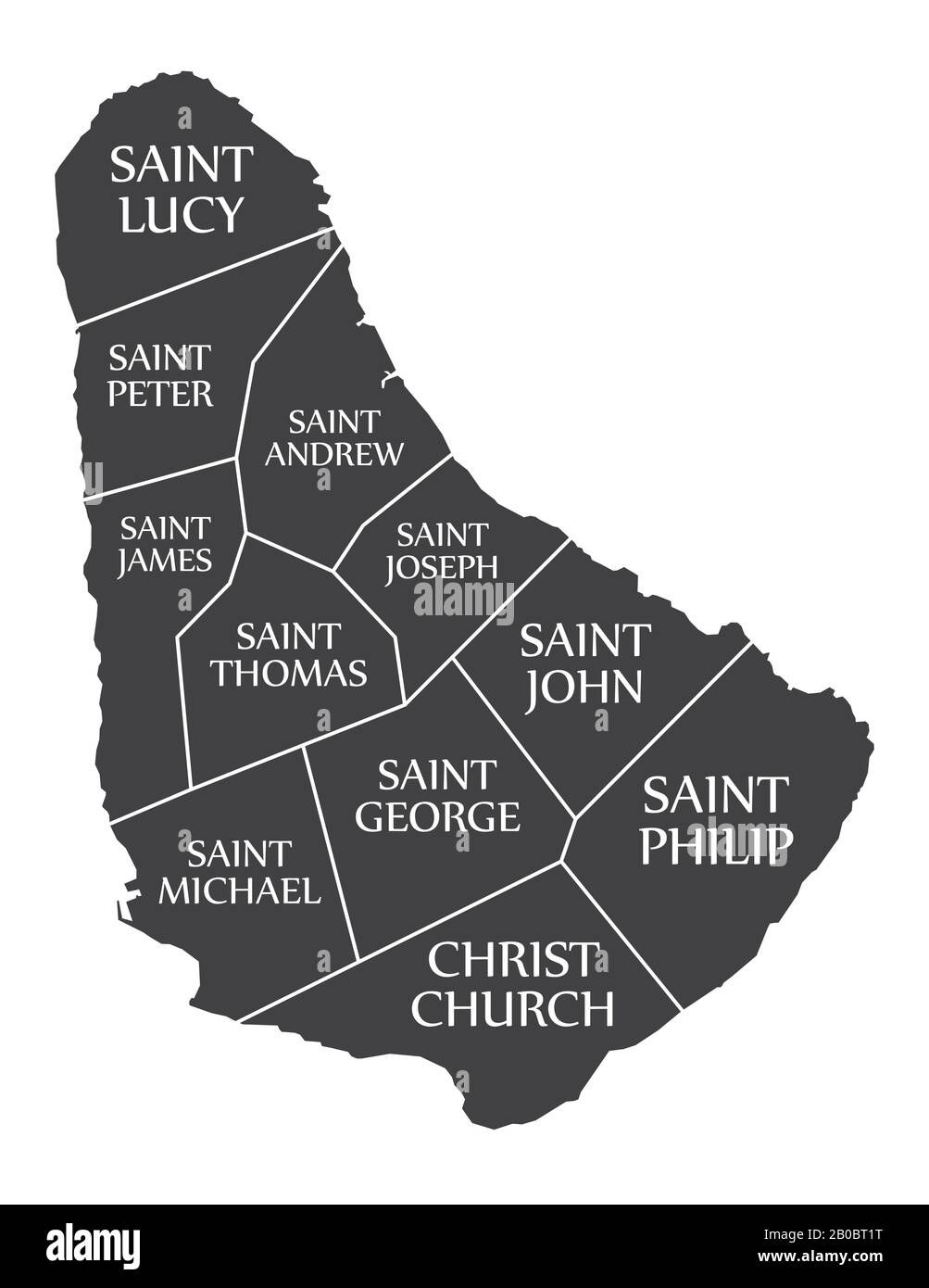 Barbados map with regions and labels black Stock Vector Image & Art - Alamy