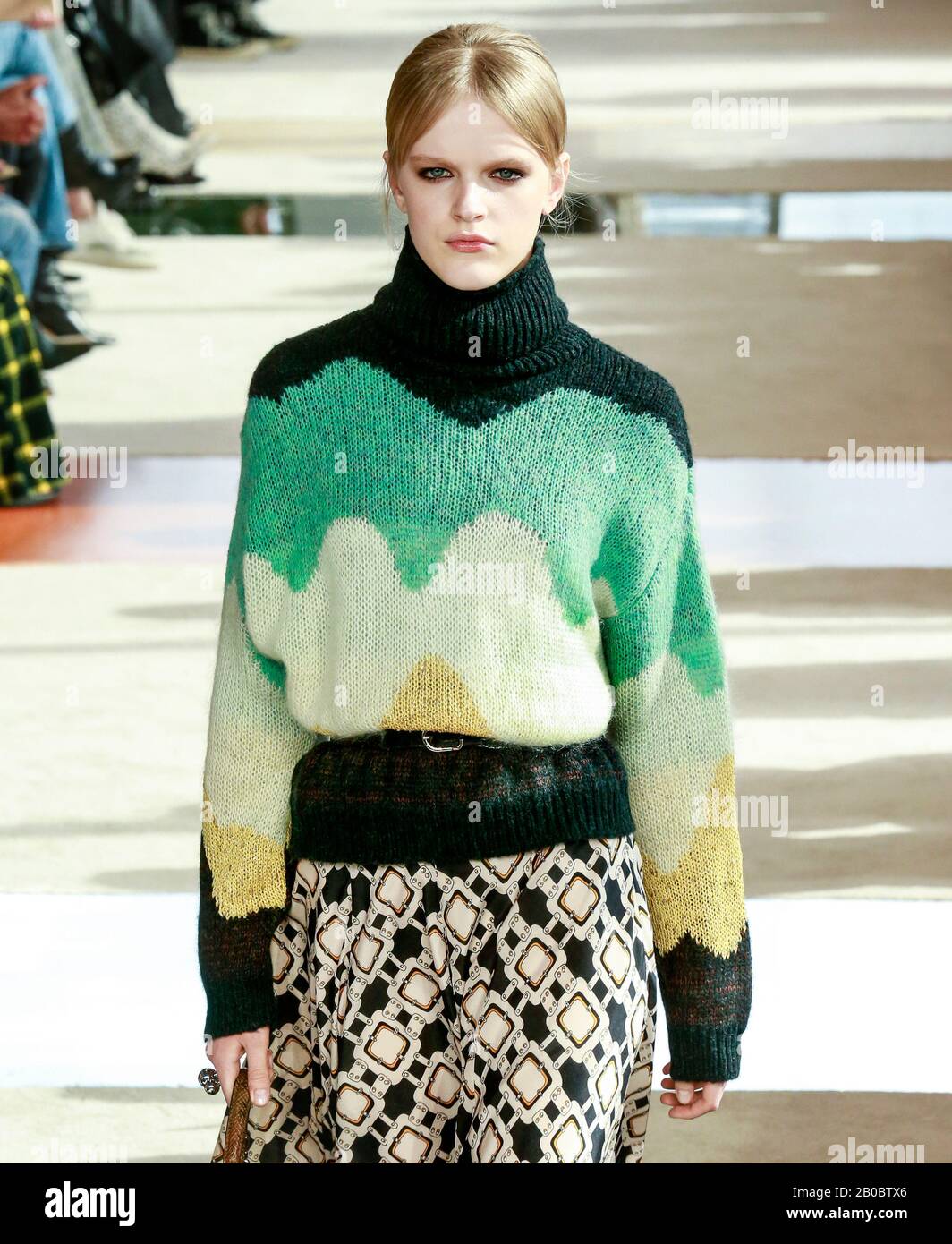 New York, New York - February 08, 2020: Hannah Motler walks the runway ...