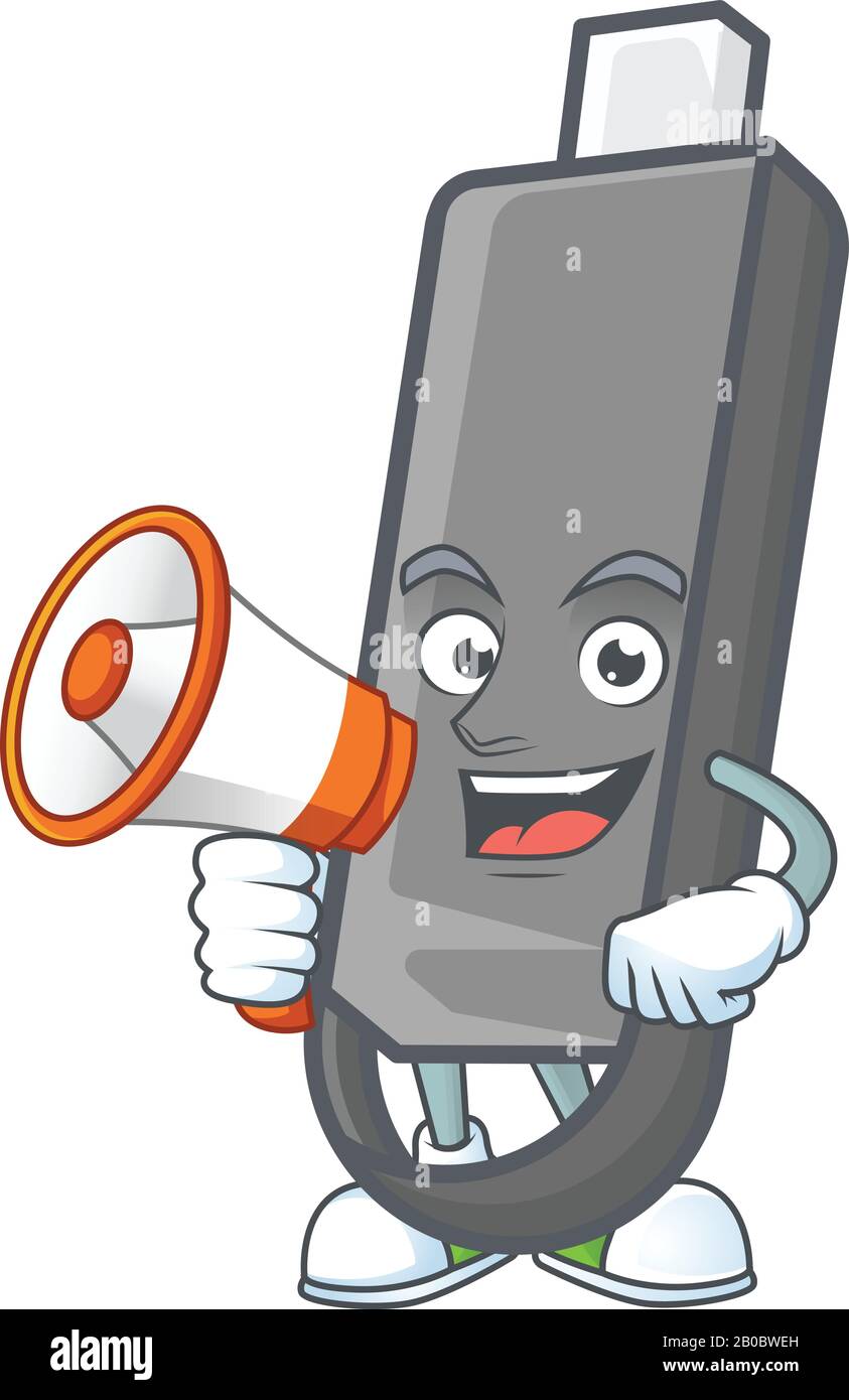 A chilly cartoon character of flashdisk with a megaphone Stock Vector ...