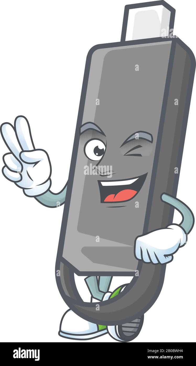 Cute cartoon mascot picture of flashdisk with two fingers Stock Vector ...