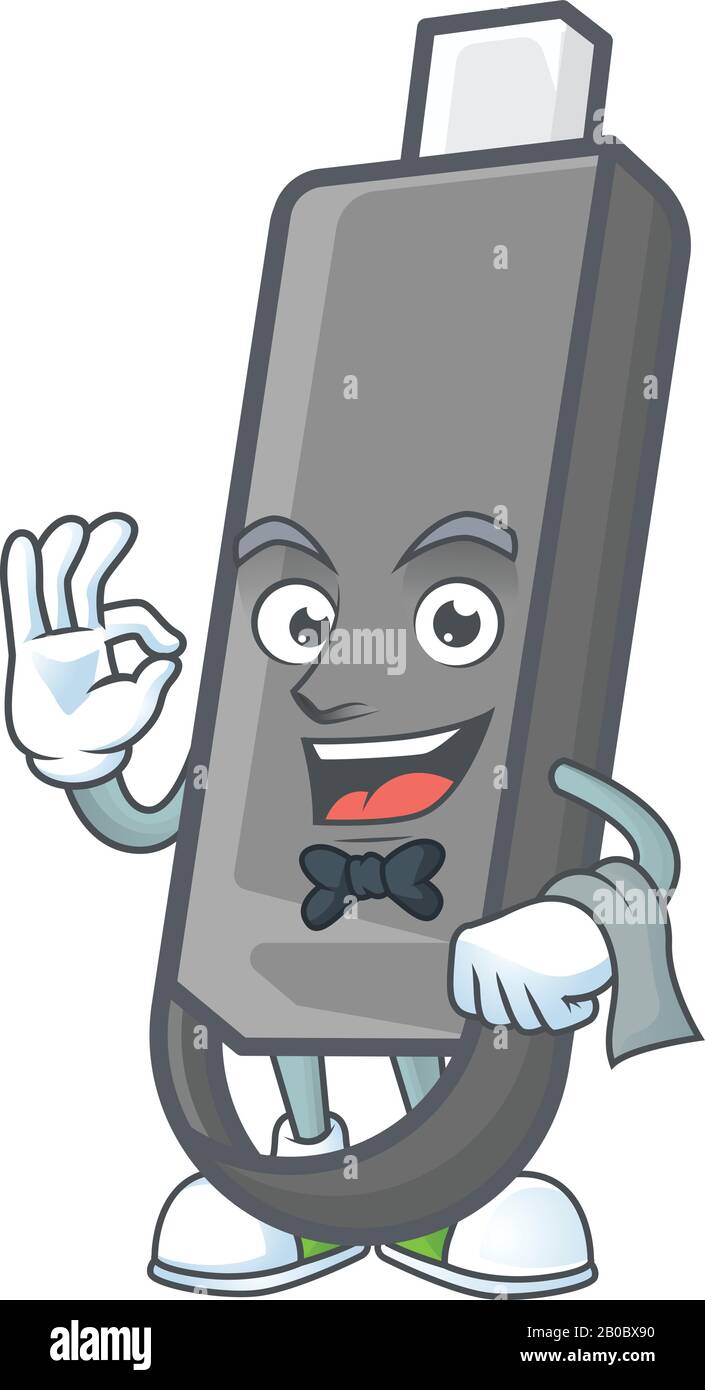A flashdisk cartoon mascot working as a Waiter Stock Vector Image & Art ...