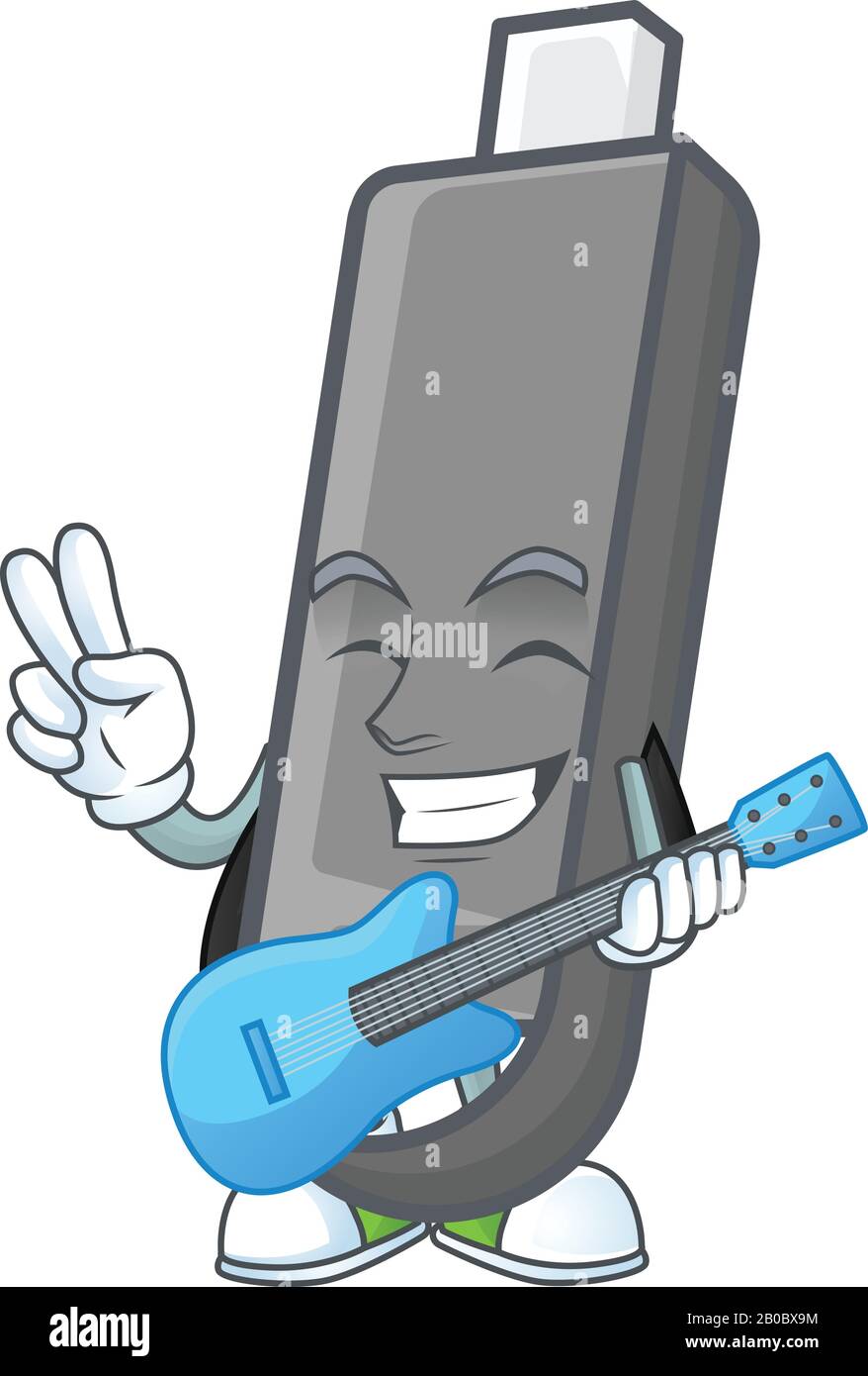 A cartoon character of flashdisk playing a guitar Stock Vector Image ...