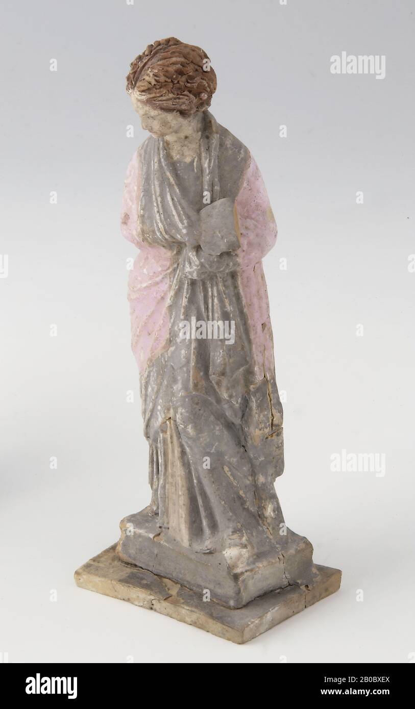 Unknown Artist, Tanagra Figurine of Standing Woman, ca. 300 BCE, molded ...
