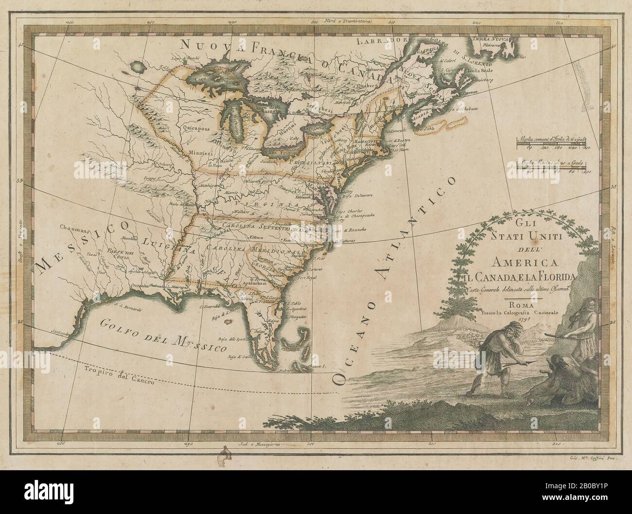 Calcographia Camerale, Map of Atlantic Seaboard and Part of Canada ...