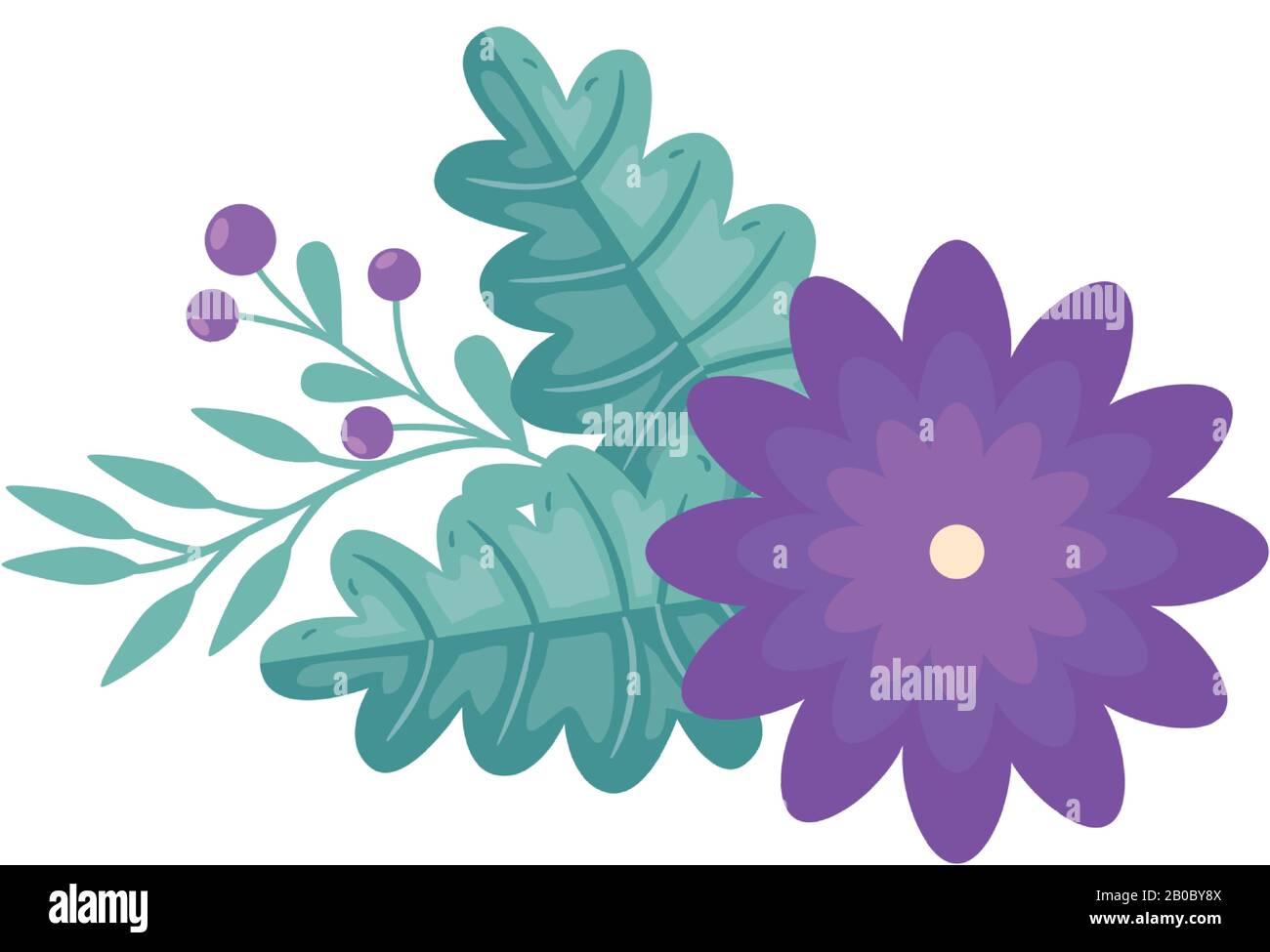 cute flower with leafs decoration Stock Vector Image & Art - Alamy