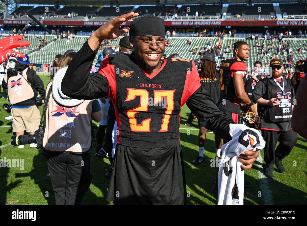 LA Wildcats cornerback Harlan Miller (27) after an XFL football game ...