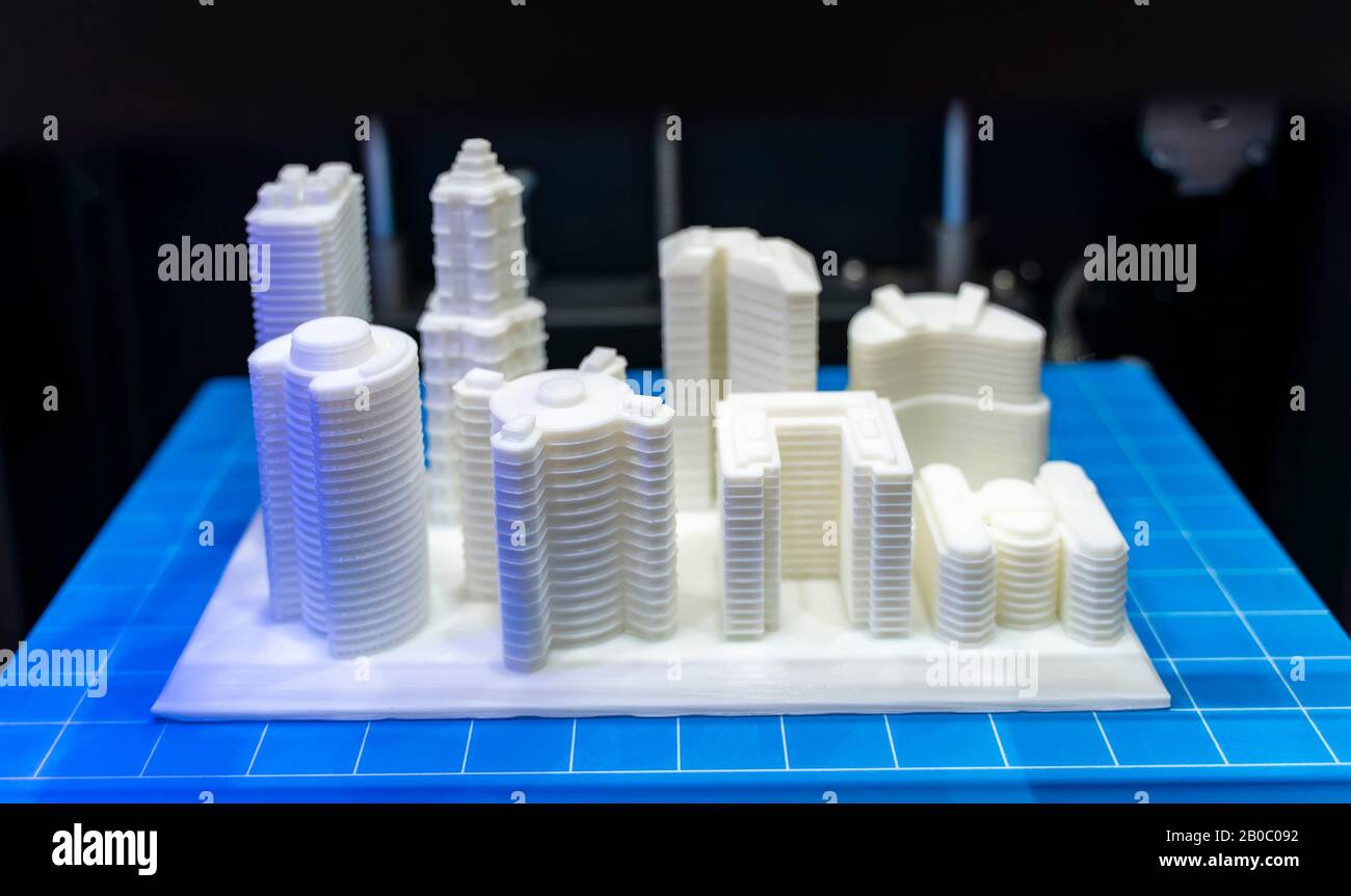 Architectural model printed in a 3D printer. 3D dimensional Stock Photo ...
