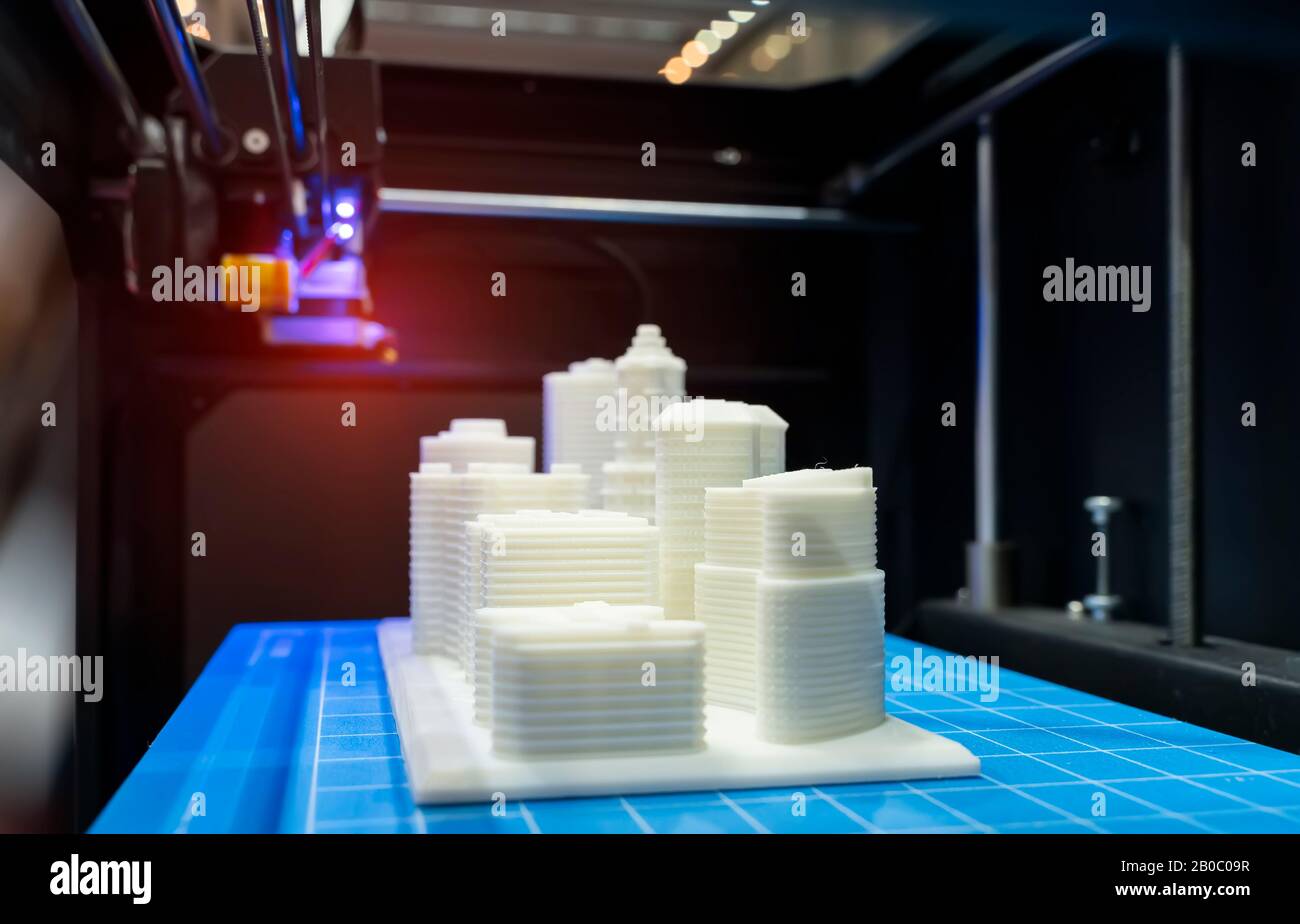 Architectural model printed in a 3D printer. 3D dimensional Stock Photo ...