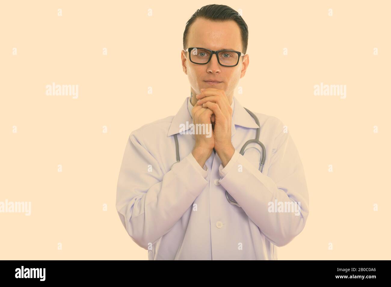 Studio shot sad nerd man hi-res stock photography and images - Alamy