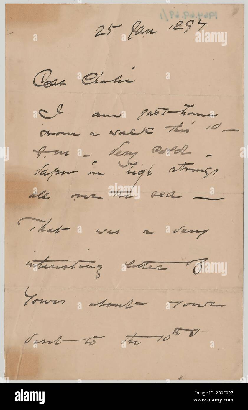Winslow Homer, Letter: to Charles S. Homer, Jr. (Brother), 1/25/1897 ...