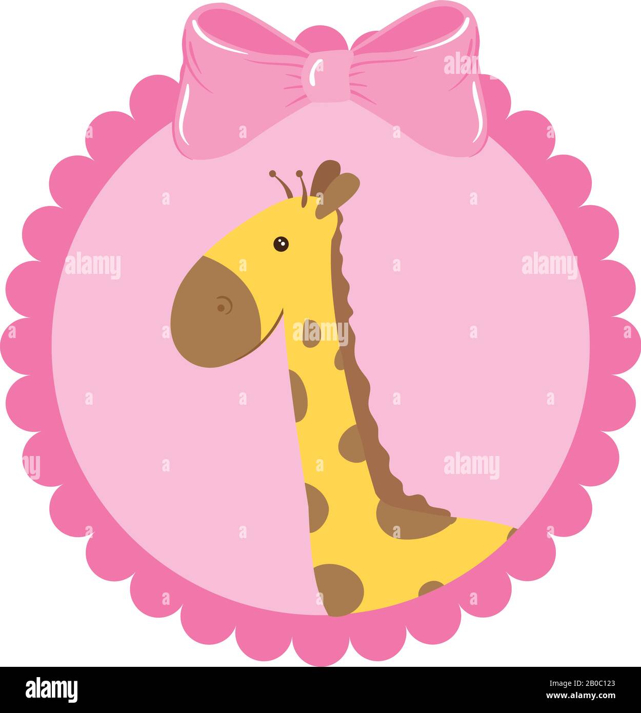 cute giraffe animal in lace frame isolated icon Stock Vector Image ...