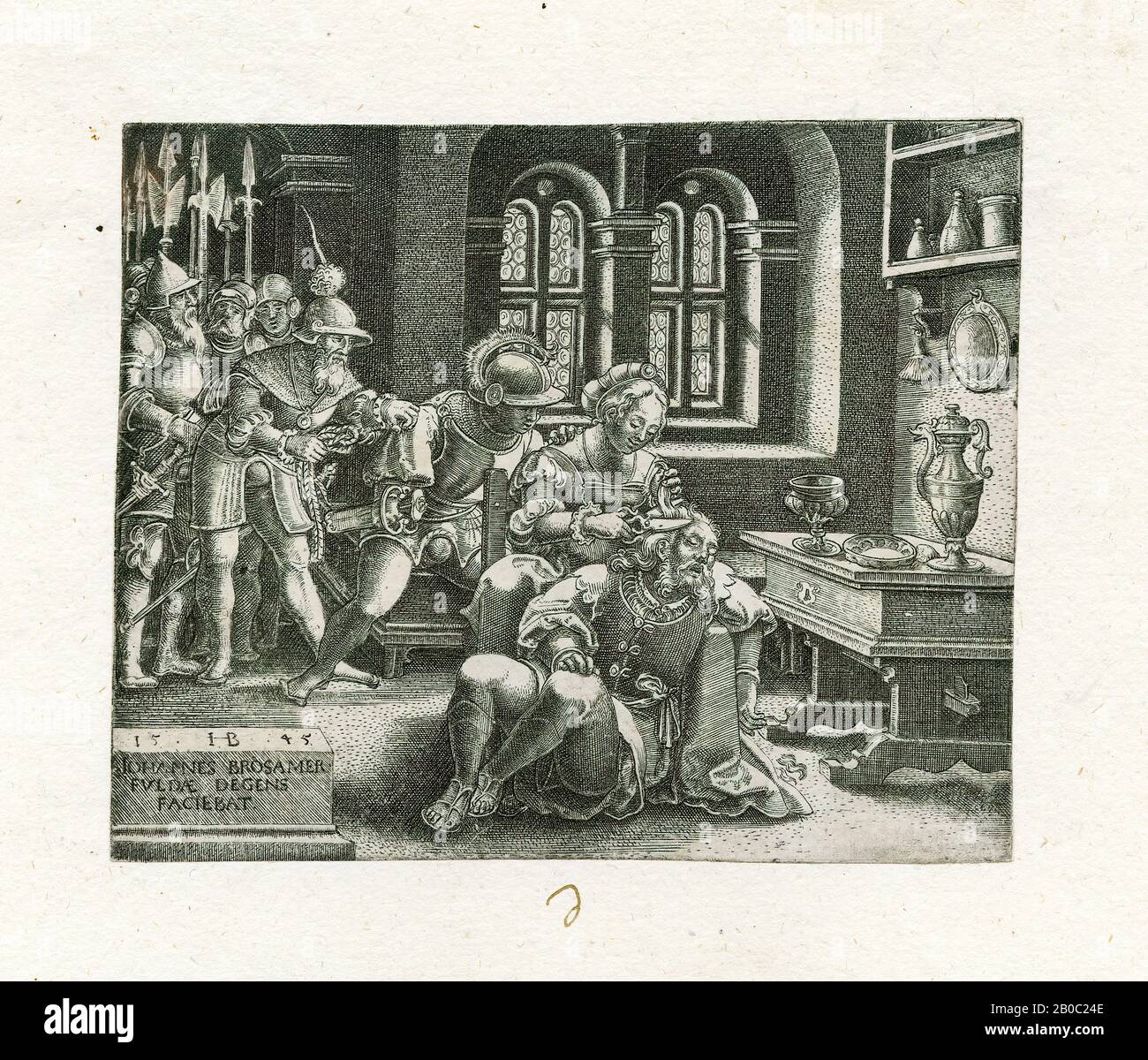 Hans Brosamer, Samson and Delilah, 1545, engraving on paper, 3 3/16 in ...