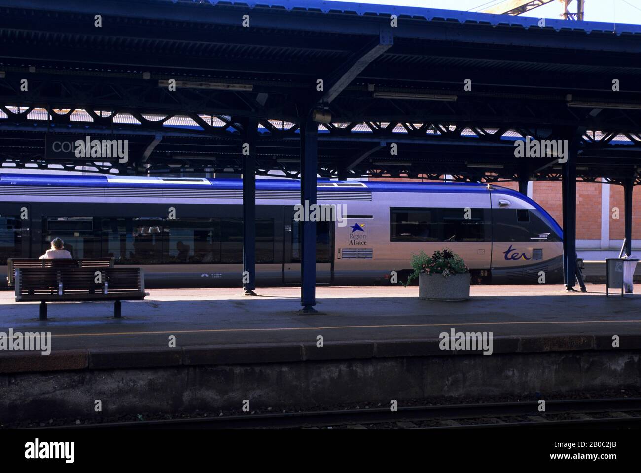 FRANCE, COLMAR, TRAIN STATION WITH COMMUTER TRAIN Stock Photo - Alamy