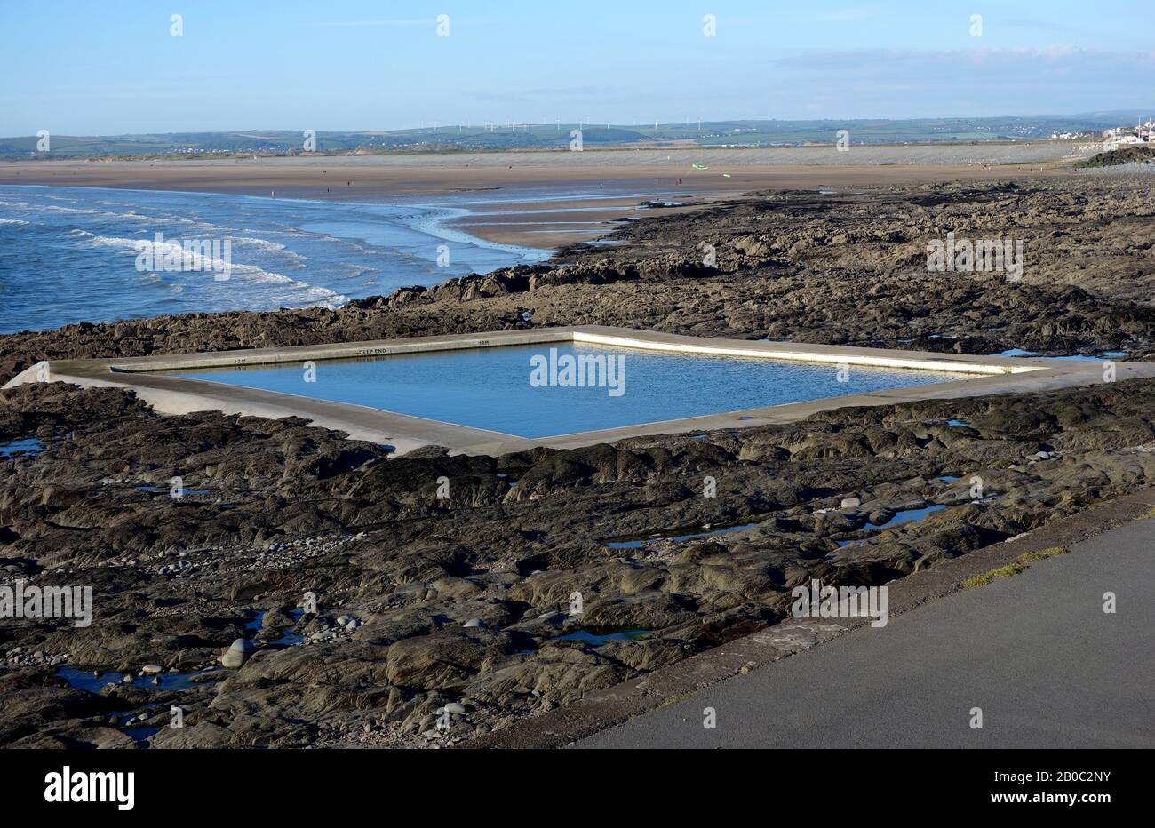 Square Outdoor Rock Swimming Pool above the Beach at Westward Ho! on ...