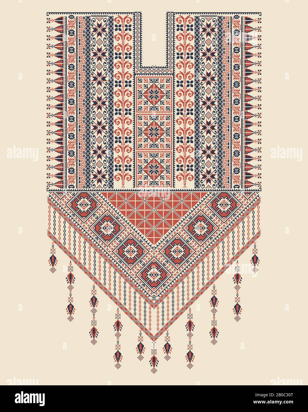 Vector Tatreez pattern design with Palestinian traditional embroidery ...