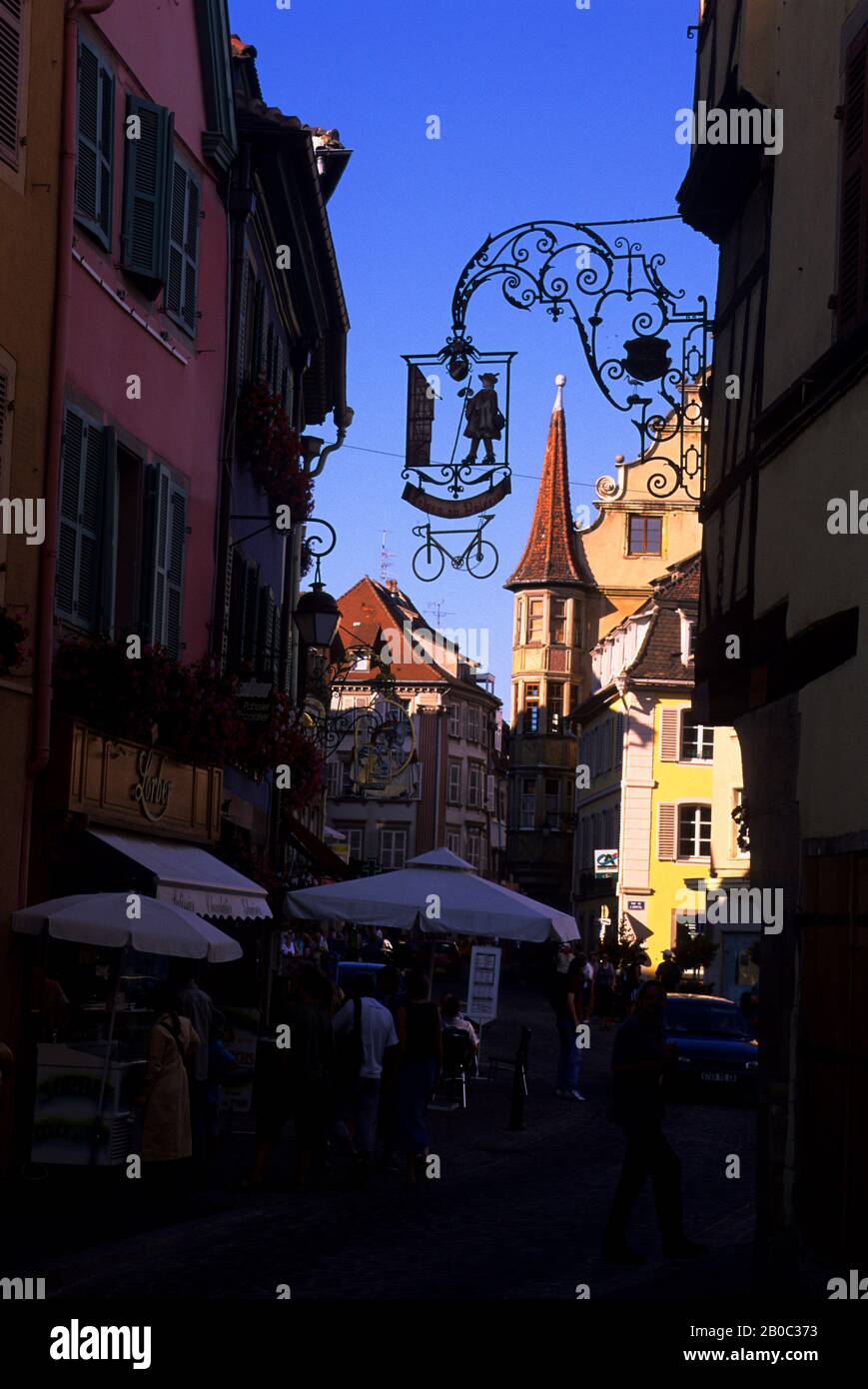 FRANCE, COLMAR, STREET SCENE, WROUGHT IRON SIGN Stock Photo - Alamy