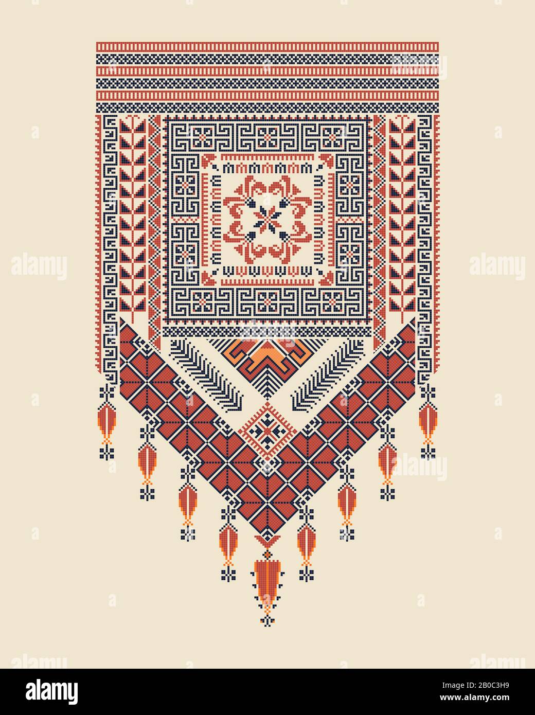 Vector Tatreez pattern design with Palestinian traditional embroidery ...