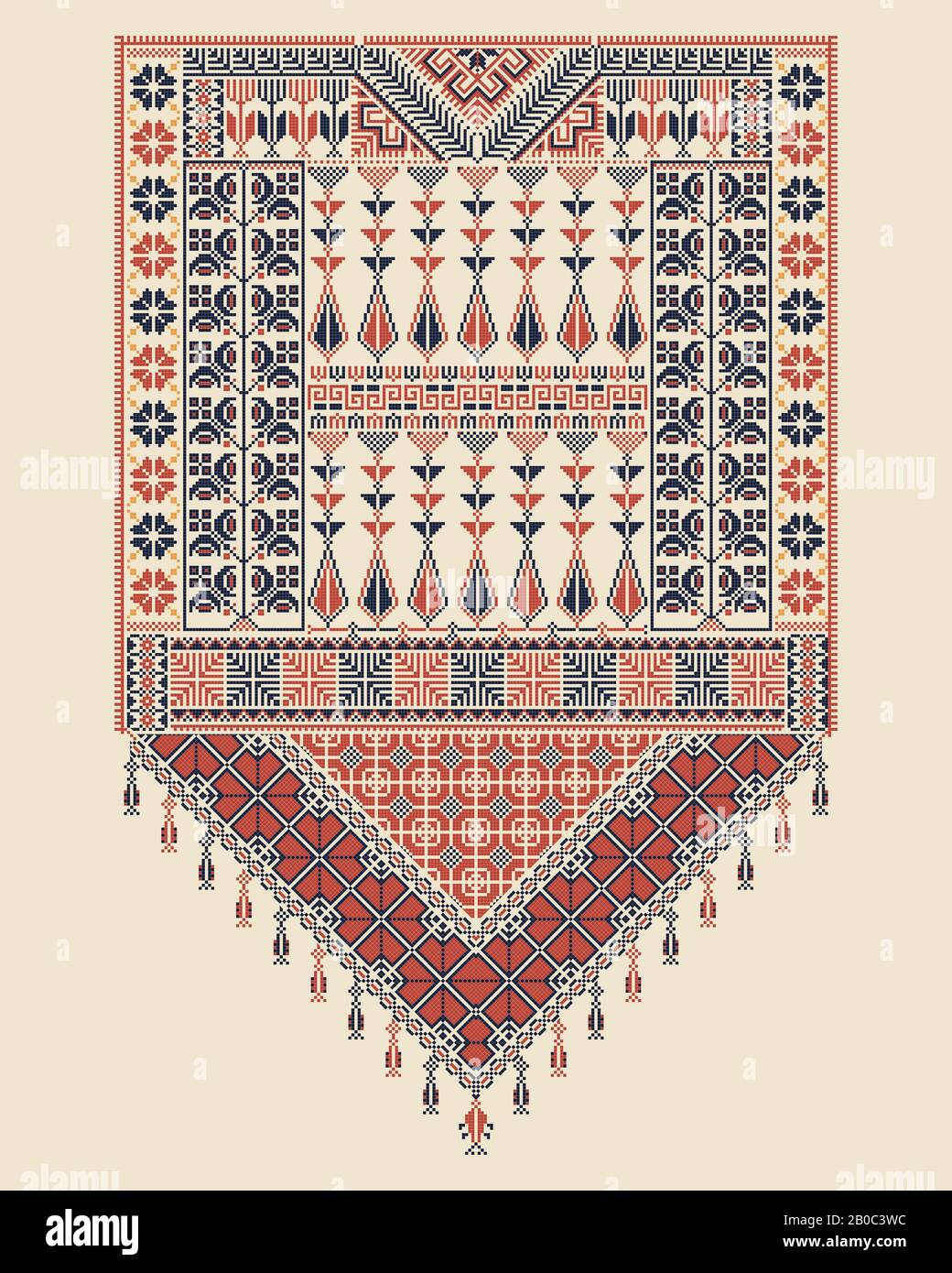 Vector Tatreez pattern design with Palestinian traditional embroidery ...
