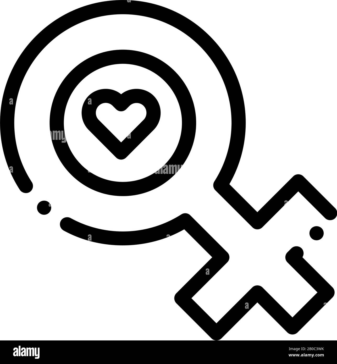 Female Mark Heart Icon Vector Outline Illustration Stock Vector Image ...