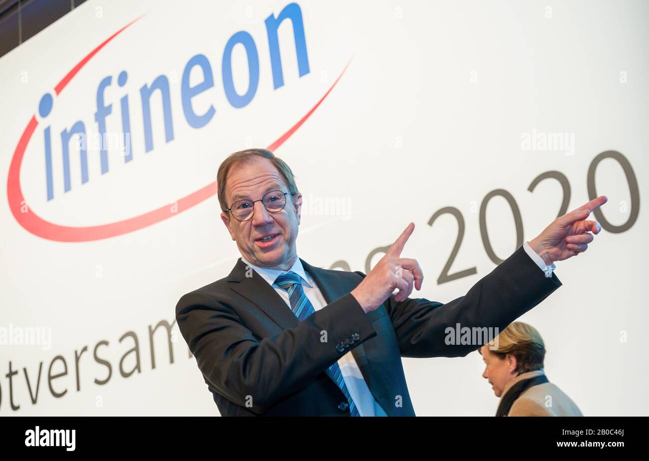 20 February 2020, Bavaria, Munich: Reinhard Ploss, Infineon CEO, takes ...