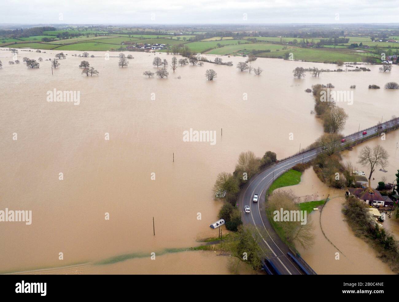 Flood water continues to surround Upton-upon-Severn, Worcestershire, in ...