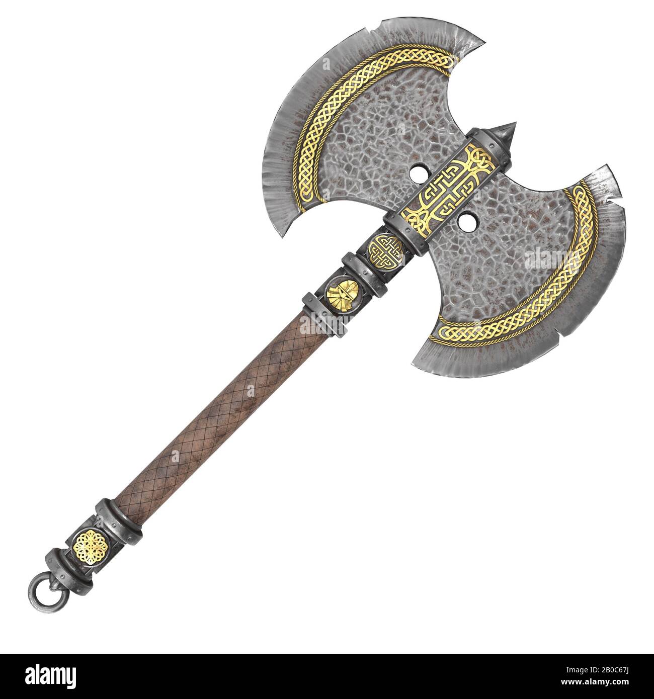 fantasy iron ax on an isolated white background. 3d illustration Stock ...