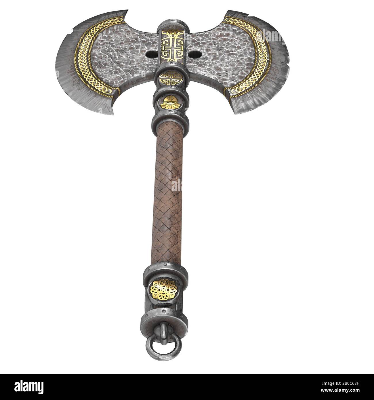 fantasy iron ax on an isolated white background. 3d illustration Stock ...