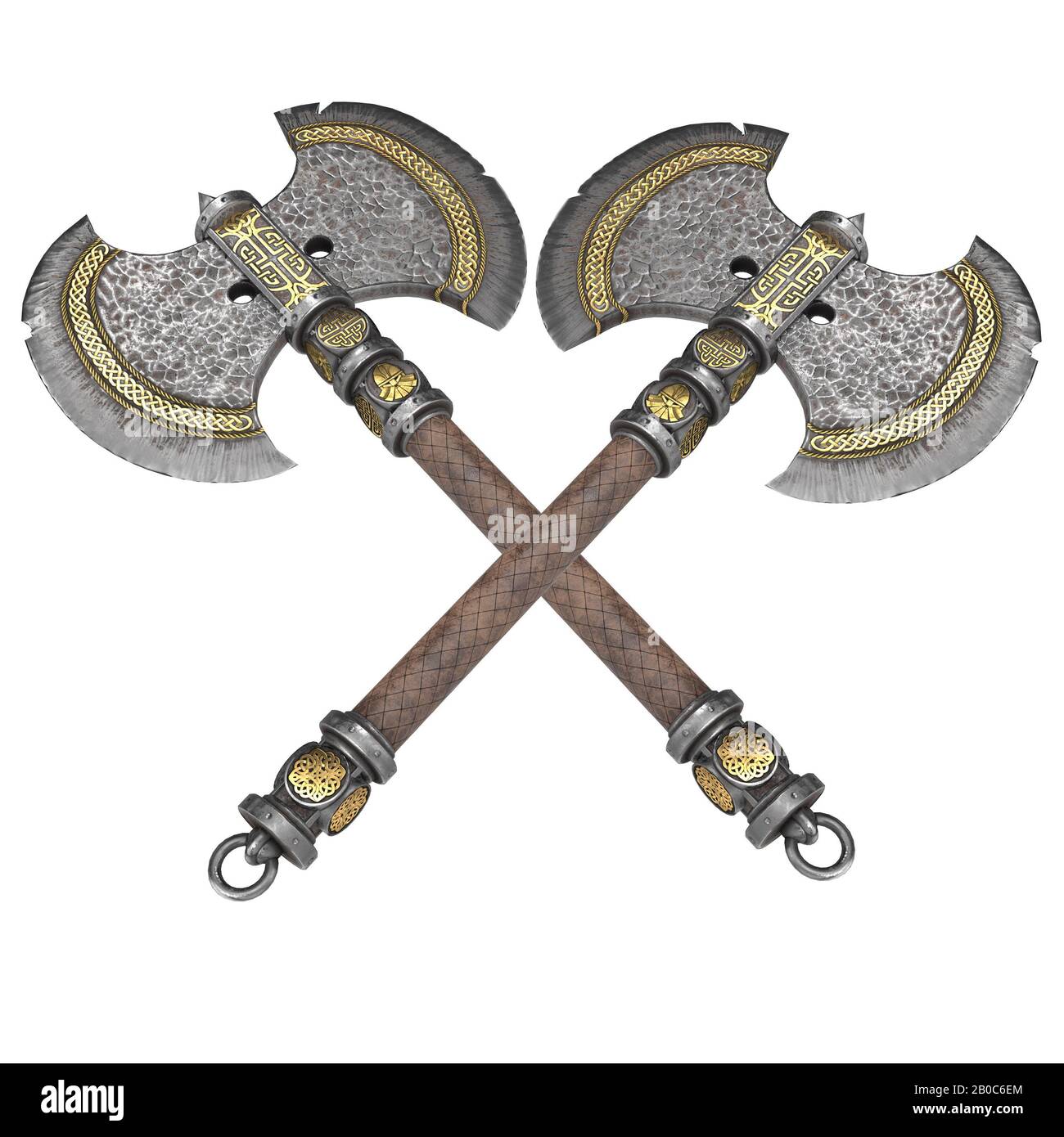 fantasy iron ax on an isolated white background. 3d illustration Stock ...