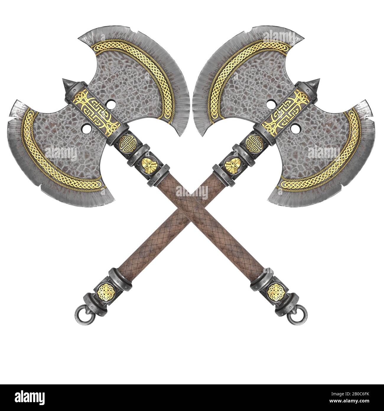 fantasy iron ax on an isolated white background. 3d illustration Stock ...
