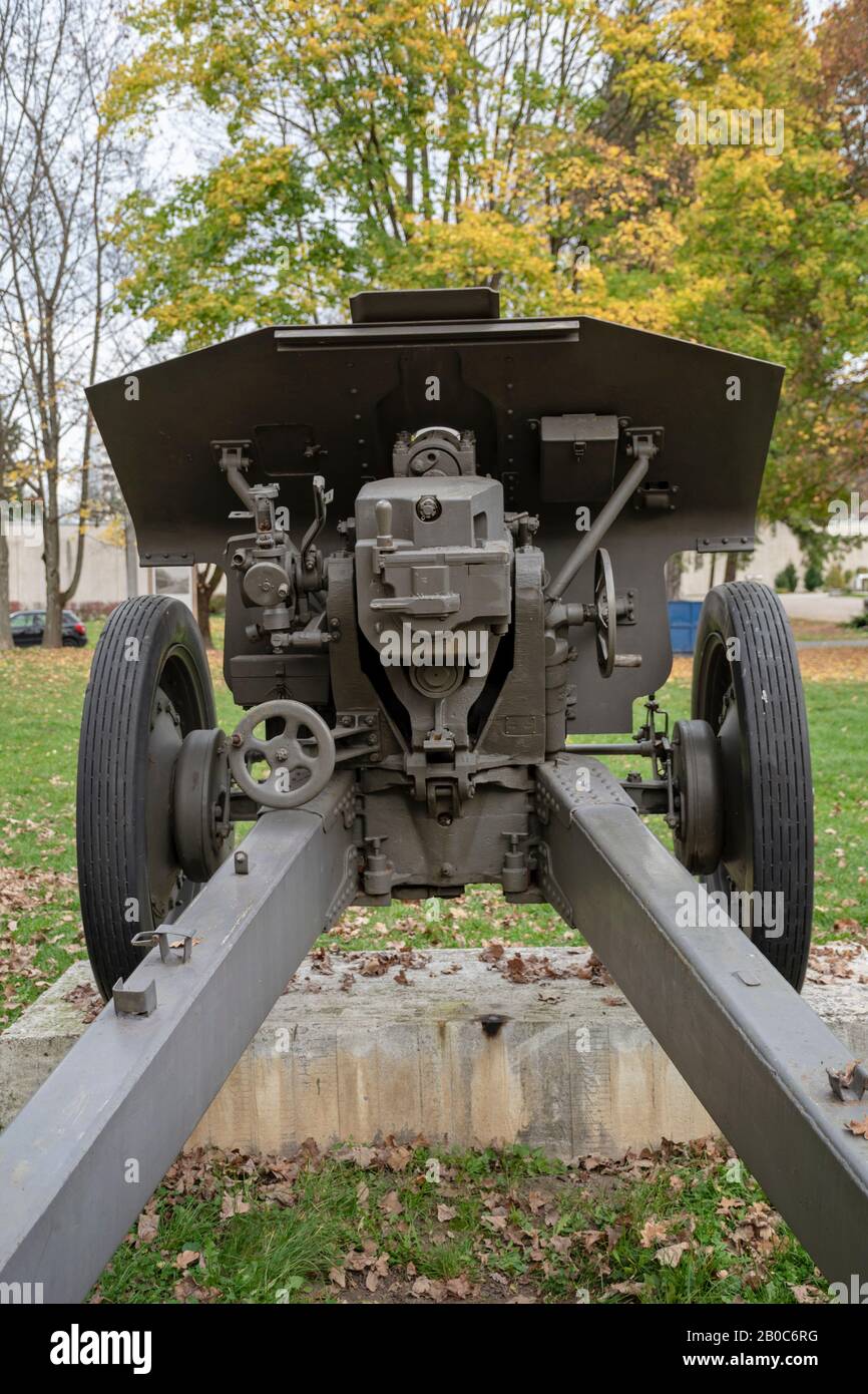 Russian howitzer gun from year 1938. Divisional artillery piece ...