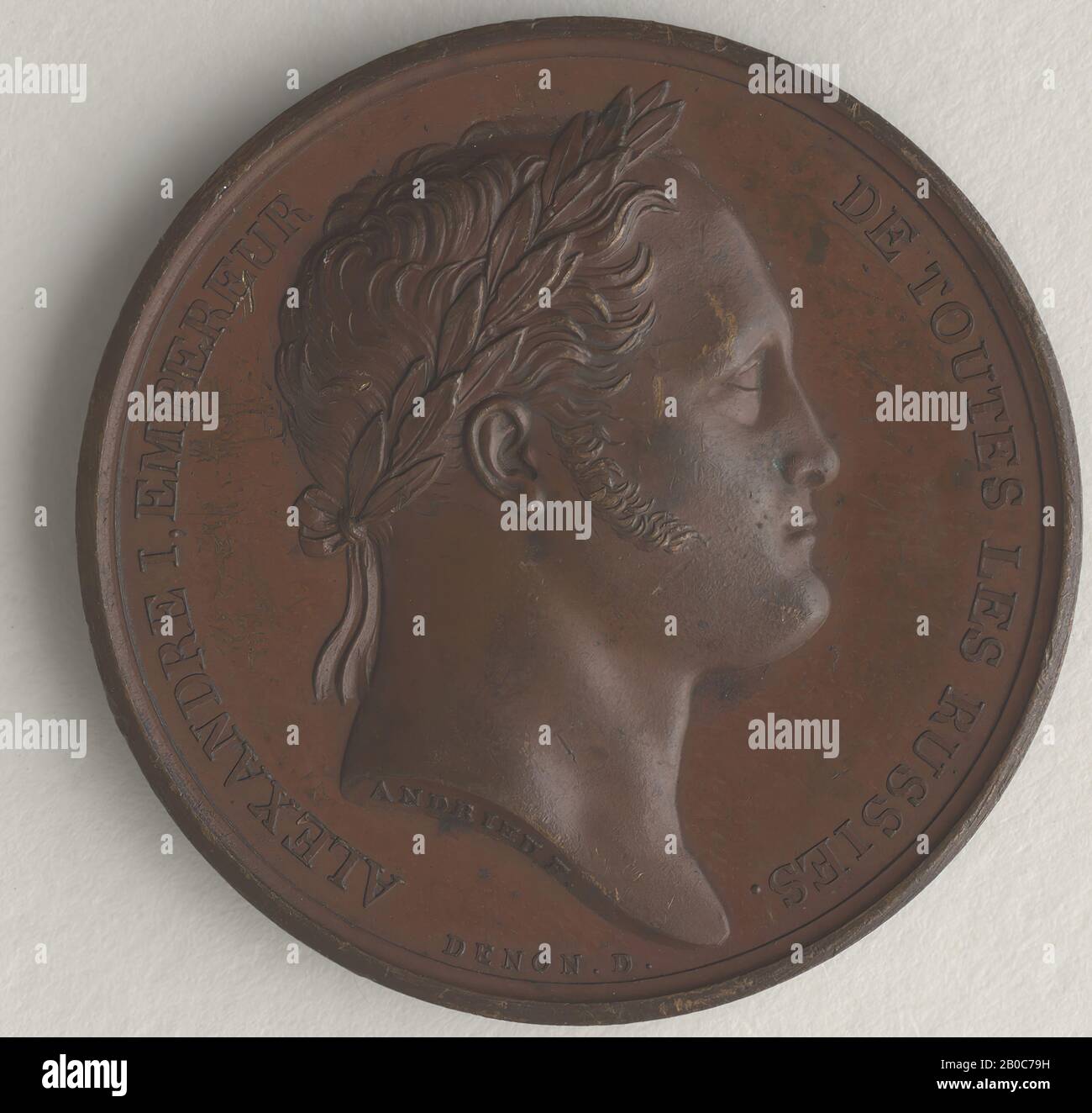 Bertrand Andrieu, Alexander I, 1814, bronze, 1 9/16 in. (4 cm Stock ...