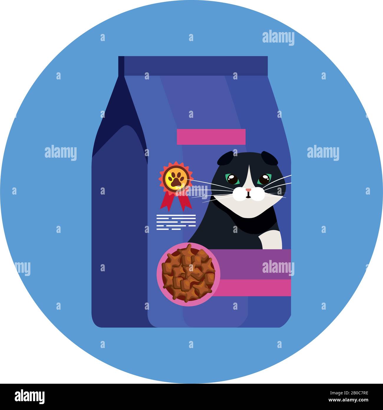 food for cat in bag in frame circular Stock Vector Image & Art - Alamy