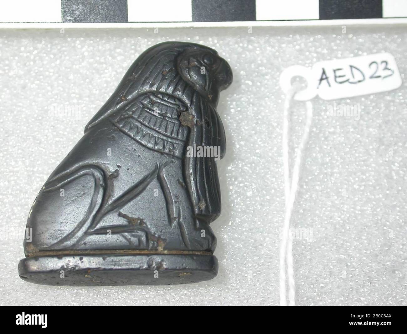 sphinx, lion, falcon, Re-Harmachis, amulet, hieroglyph, stone (black ...