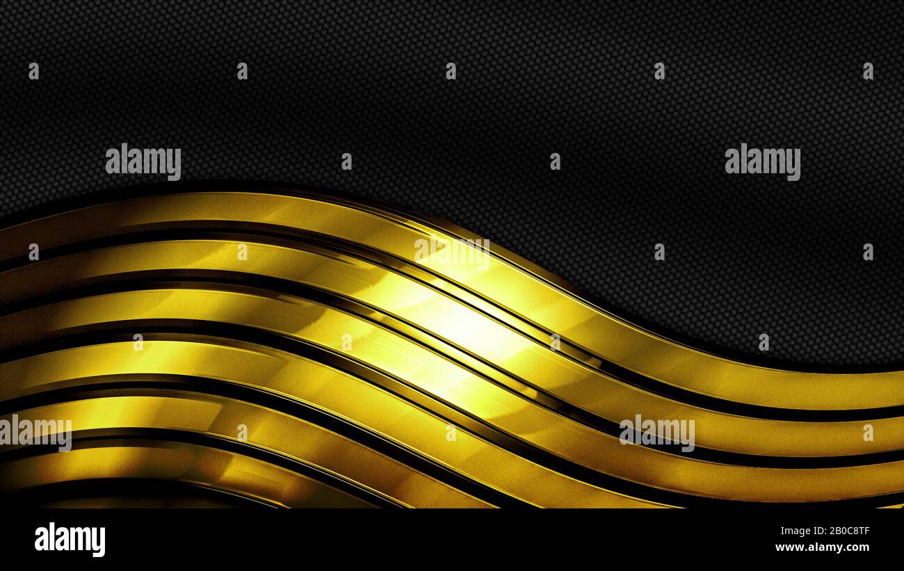 yellow gold and black shiny metal background and carbon fiber texture ...