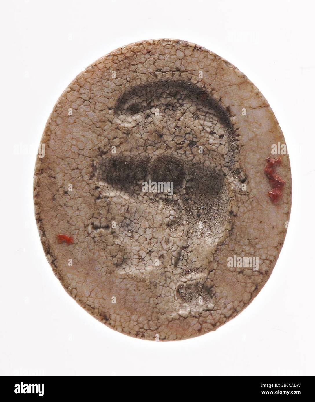 plaque, oval, human head, seal, plaque, stone (light brown), 1,4 cm ...