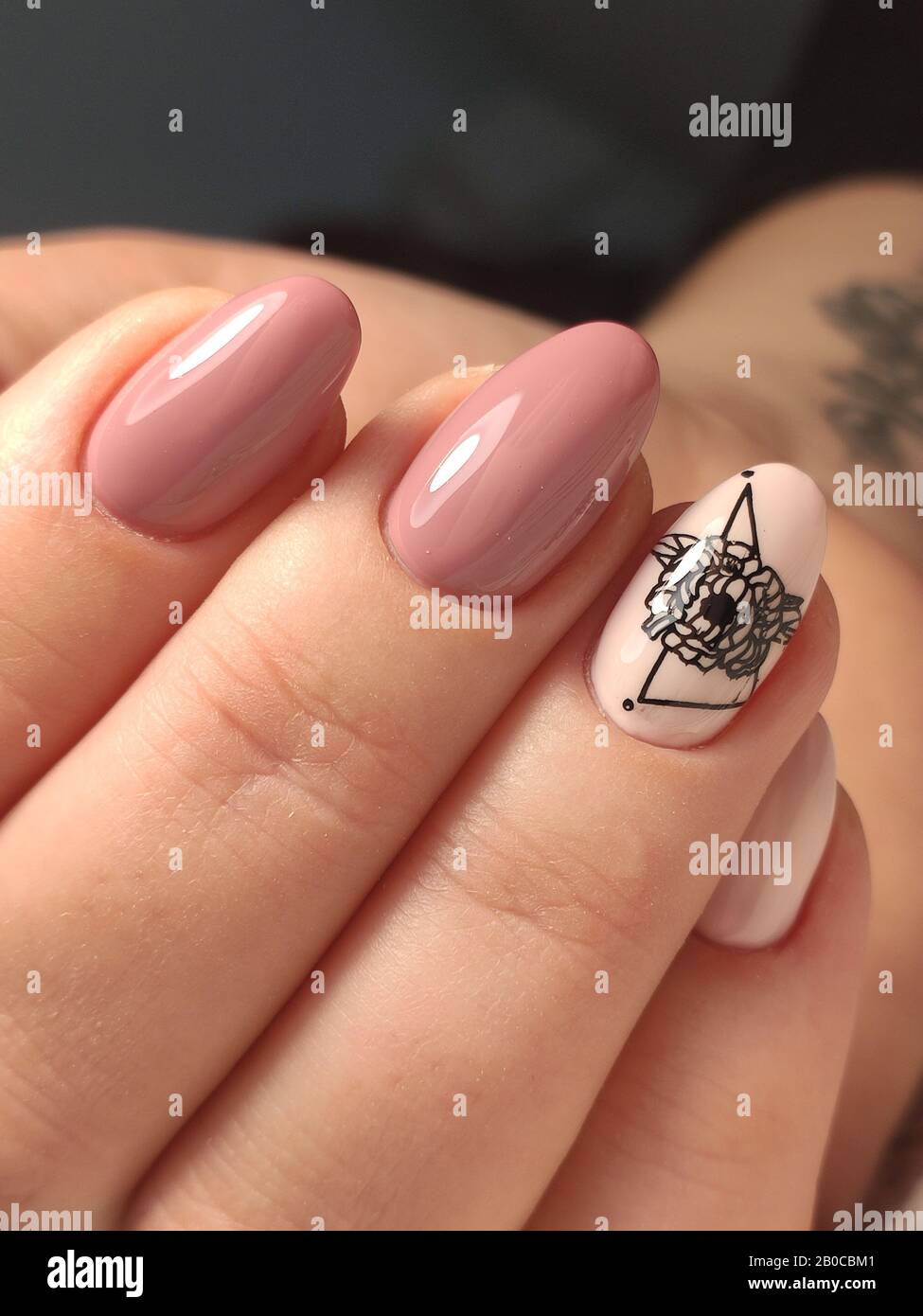 stylish manicure with a design Stock Photo - Alamy