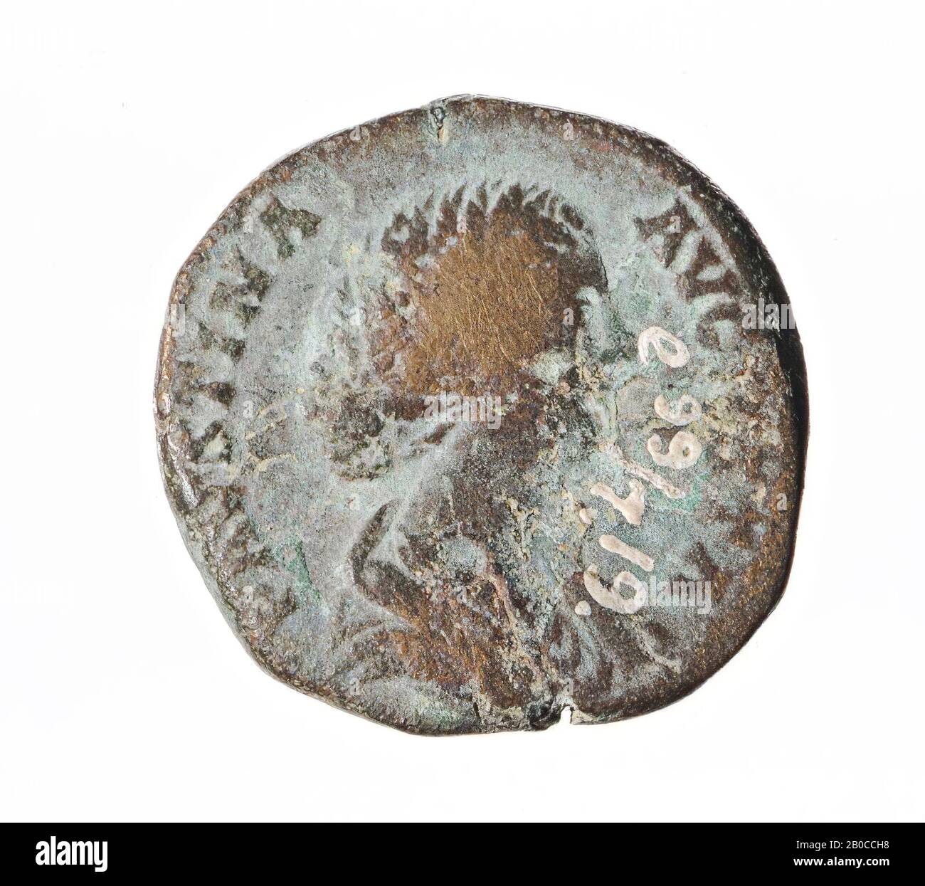 Vz: head n.r., FAUSTINA - AUGUSTA, Kz: sitting Cybele n.r. with two ...