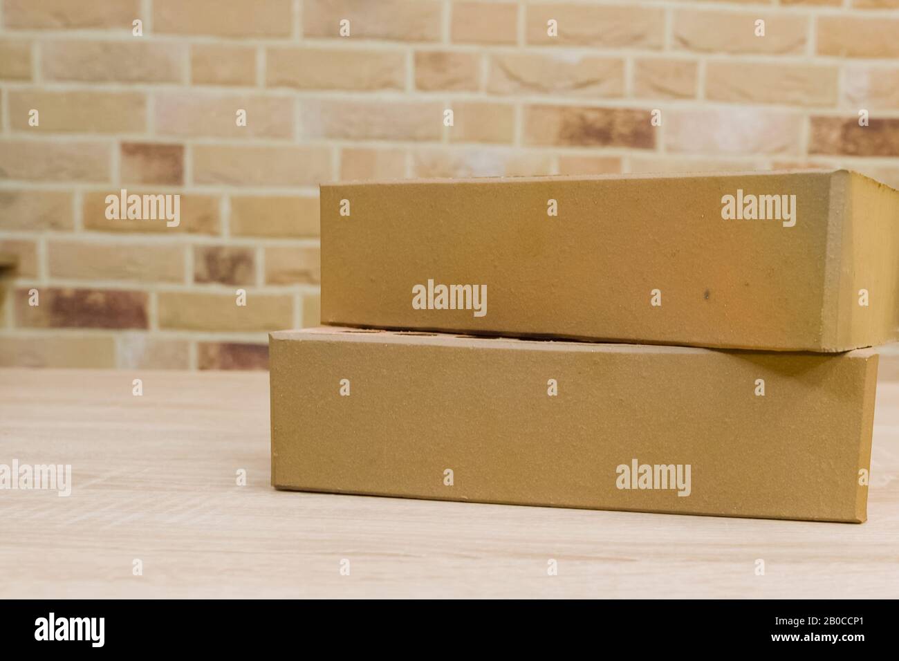 Samples of hollow bricks. Brick factory products Stock Photo - Alamy