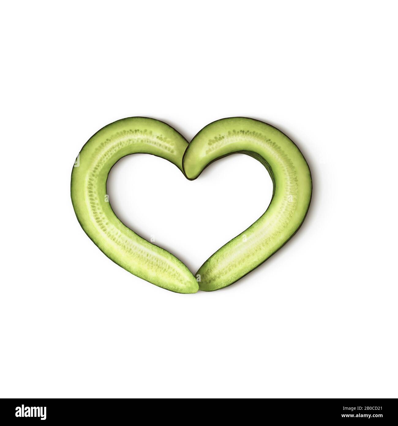 cucumbers are laid out in the shape of a heart on the white background ...