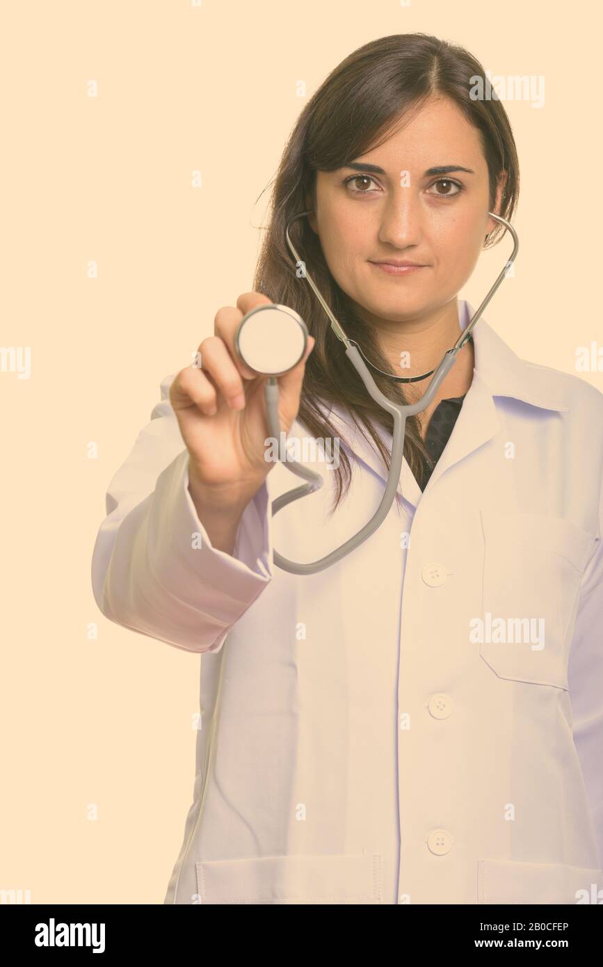 Pretty female doctor stethoscope using hi-res stock photography and images - Alamy