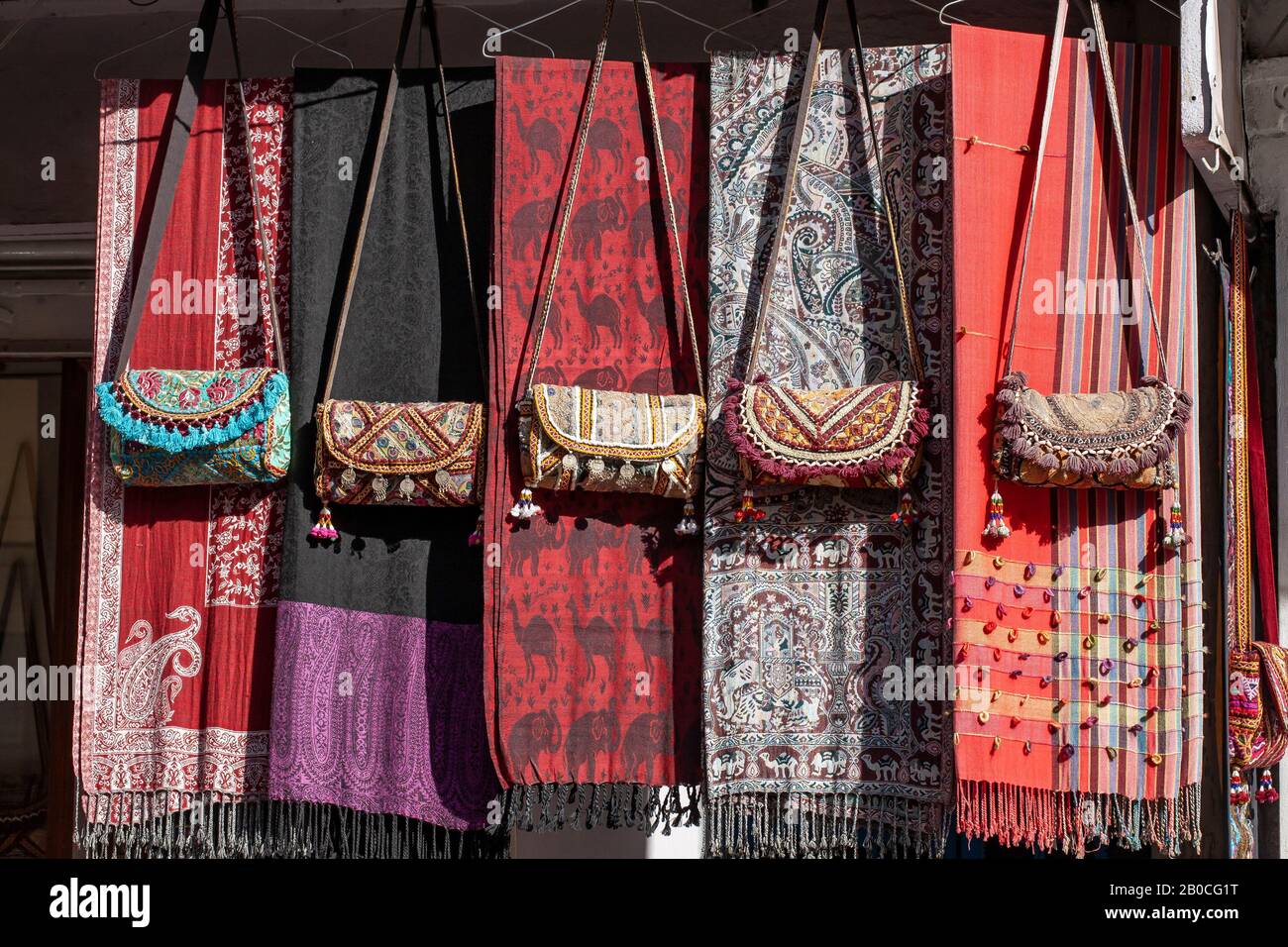 Traditional Indian clothes and accessories market at Udaipur city ...
